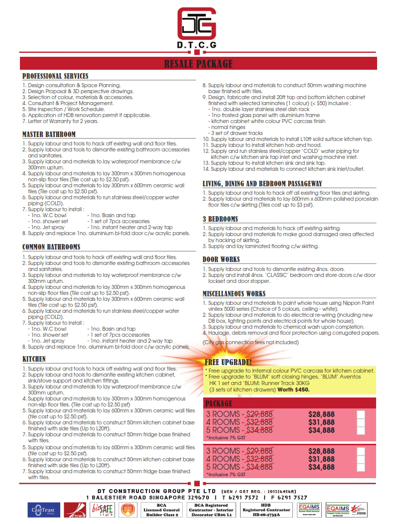 RESALE PACKAGE - DT Construction Group PTE. LTD.